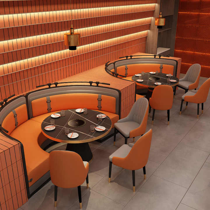 GEDO Luxury Deck Sofa Booth Restaurant Barbecue Shop Table Chair ...