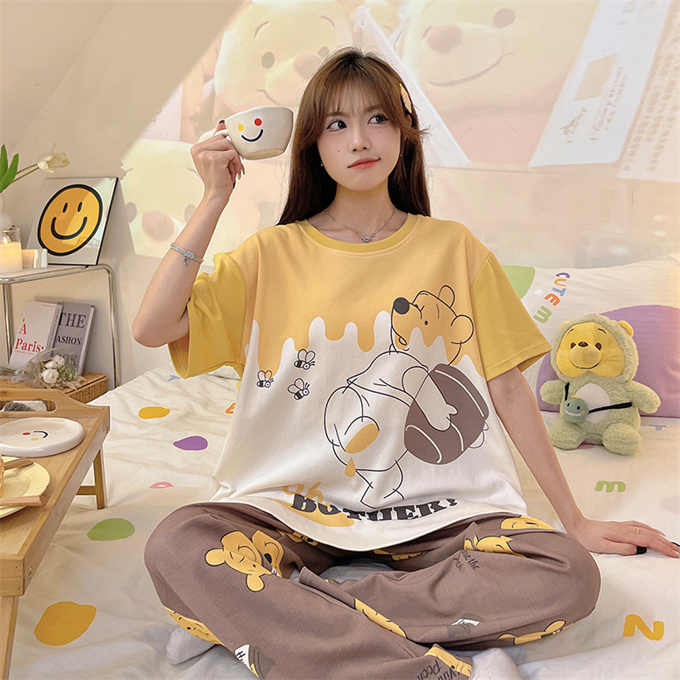 Women's Sleepwear Set Cartoon Nightwear Two-piece Set Thin Cute Home ...