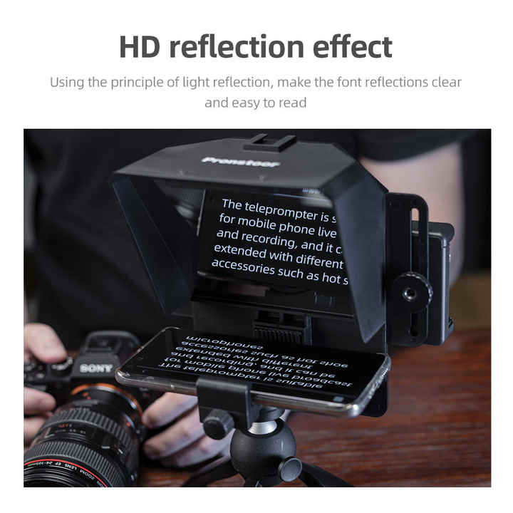 Portable Mini Teleprompter for DSLR Camera Video Recording