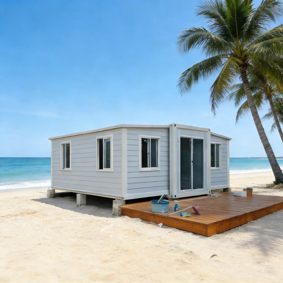 Fireproof Prefab House Secure Expandable Container Office with Sandwich ...