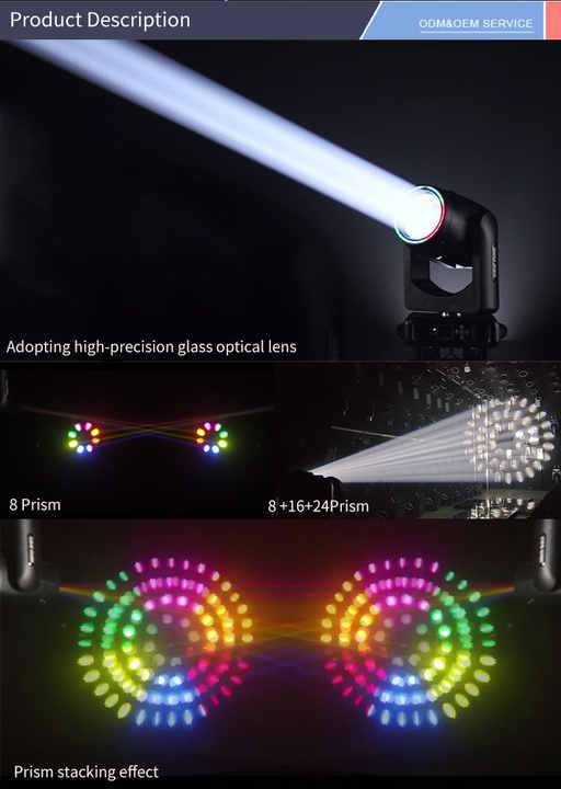HAT 2025 Mini 295W Beam LED Ring Projection Lights for Weddings