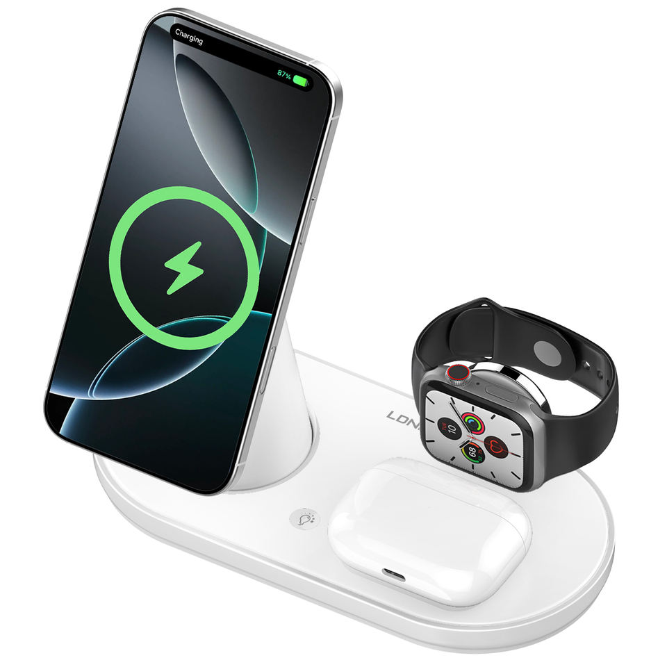 LDNIO WL01 3 in 1 Wireless Charging Station - 15W Fast Charger for ...