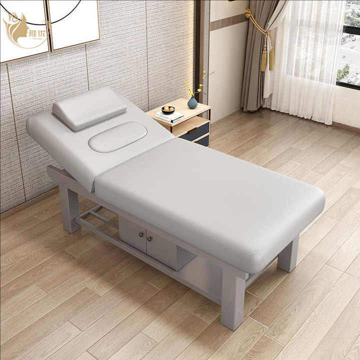 Modern Spa Therapy Bed with Wooden Structure and Adjustable Cushion ...