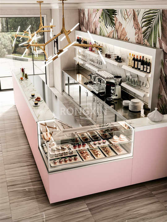 Modern Bubble Tea Shop Counter Design - Stone Dessert Bar