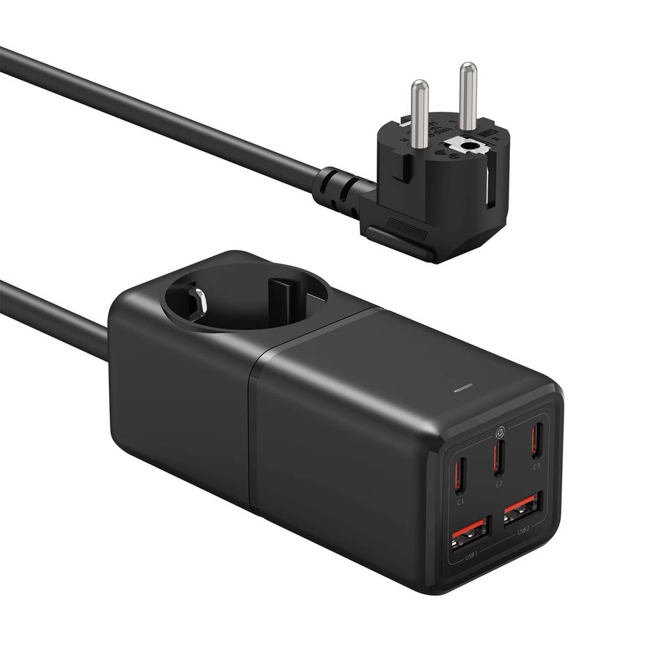GaN PD75W Fast Charge Power Adapter 3C+2USB for Europe Standard AC ...