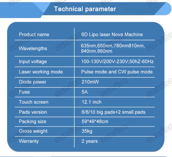 209mw 6D 5D Lipo Laser Pads Mitsubishi Lipolaser 6 Wavelength Lipo ...