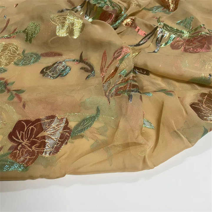 Somalia Dirac Silk Chiffon Ggt Fabric - Lurex Brocade