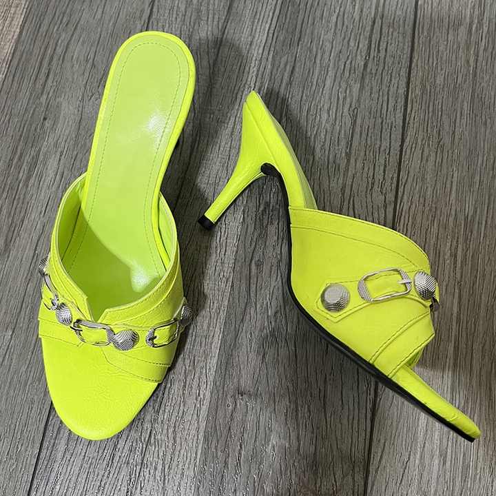 Hot Sale Neon Low Heel Slides slippers for Women| Alibaba.com