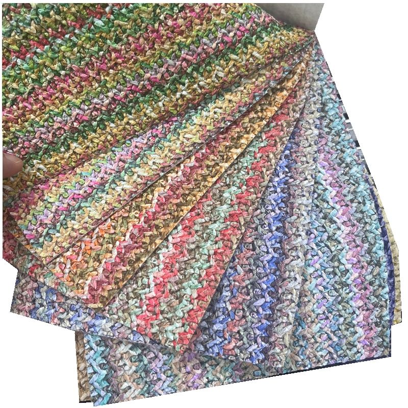 JUNSHANG Waterproof Rainbow Straw Pattern PVC Printed Leather 1.0mm ...