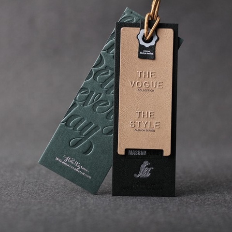 Thick black cardboard embossed swing tag clothing Garment tags for ...