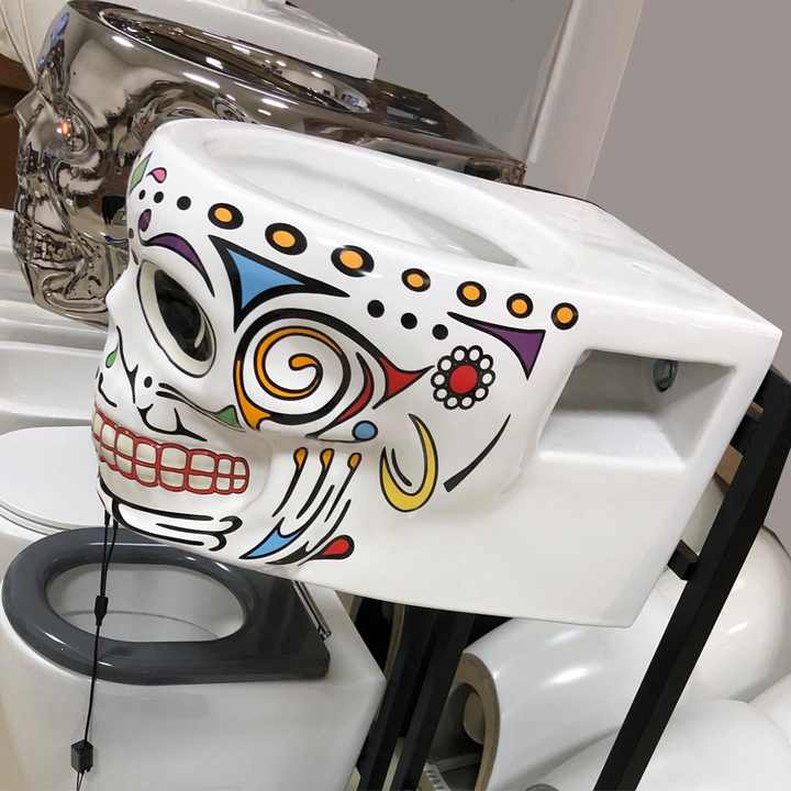 skull shaped toilet electronic bidet ghost smart LED urine home bar ...