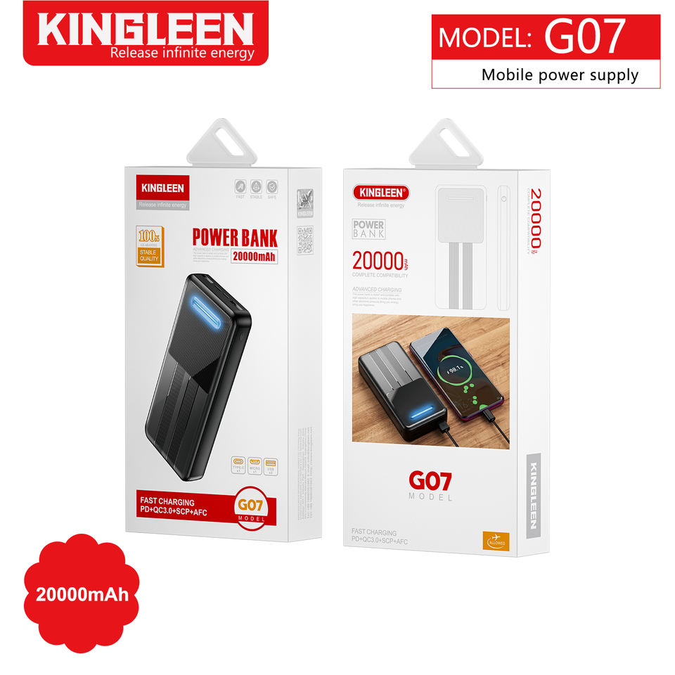 KINGLEEN G07 20000mAh Power Bank - Portable Fast Charging Mobile ...