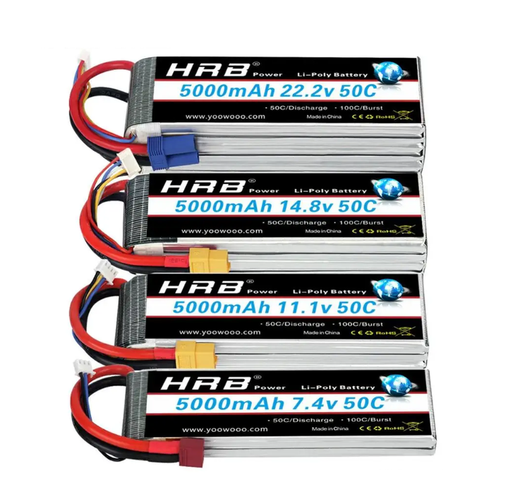 HRB RC Lipo Battery 5000mah 2S 3S 4S 5S 6S 5000mah Lipo 50C with XT60 ...