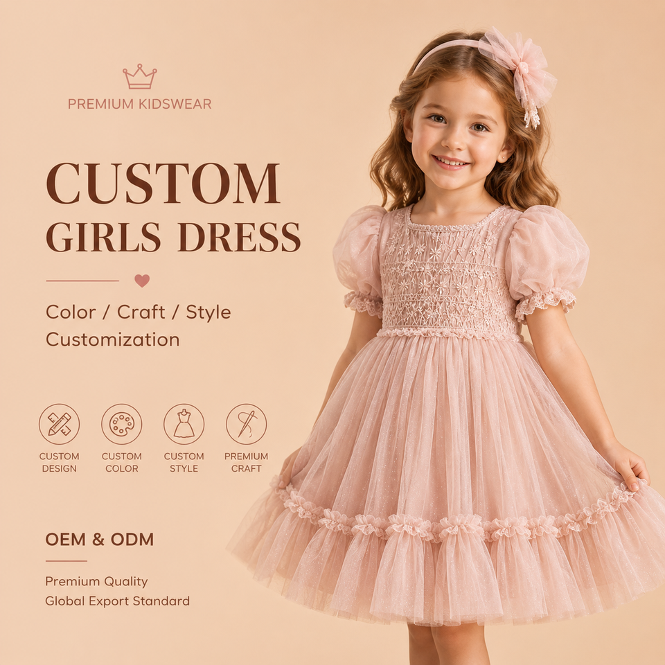 Baby Girl Casual Summer Dress with Puff Sleeves O-Neck and Layered ...