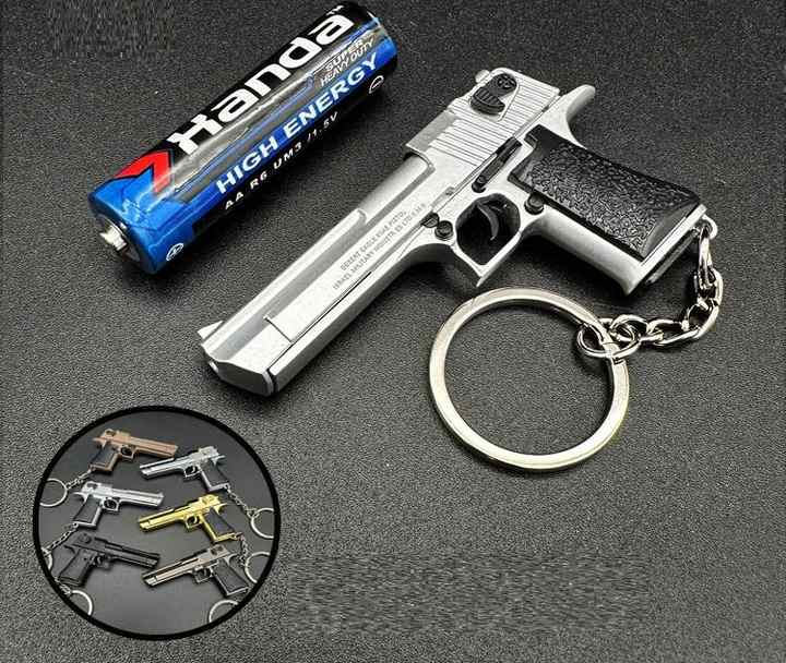 3D Gun Keychain Mini Metal KeyChain 1:4 Removable Desert Eagle ...