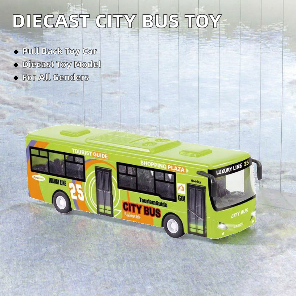 1/32 Alloy Diecast Bus Model Kids Pull Back City Sightseeing Car Toy ...