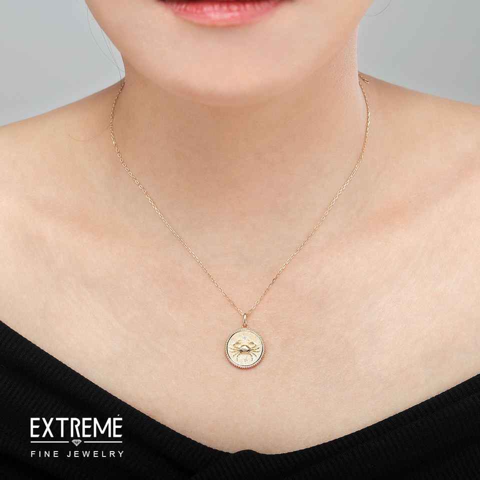 Extreme Cancer Coin Charm Pendant Necklace 9Kt/10Kt/14Kt/18Kt Solid ...