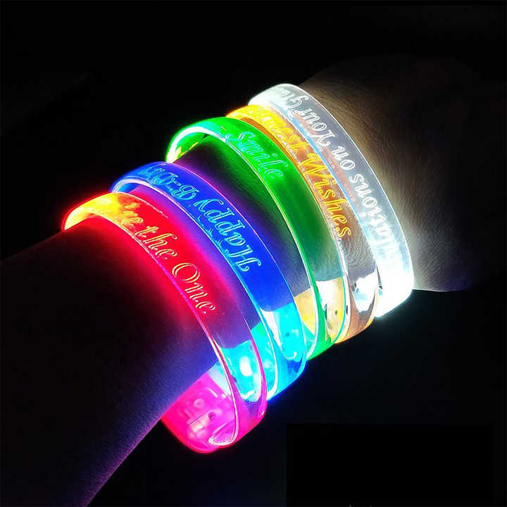 Free Custom Logo Color Change Sound Activated LED Wristband Flashing ...
