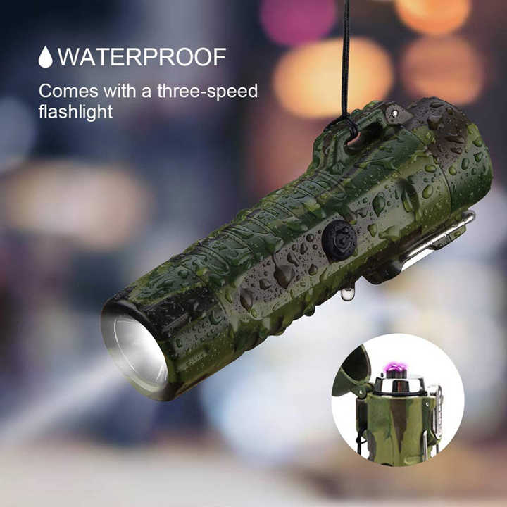 Electric Dual Arc Lighter Portable Outdoor LED Torch Waterproof USB ...