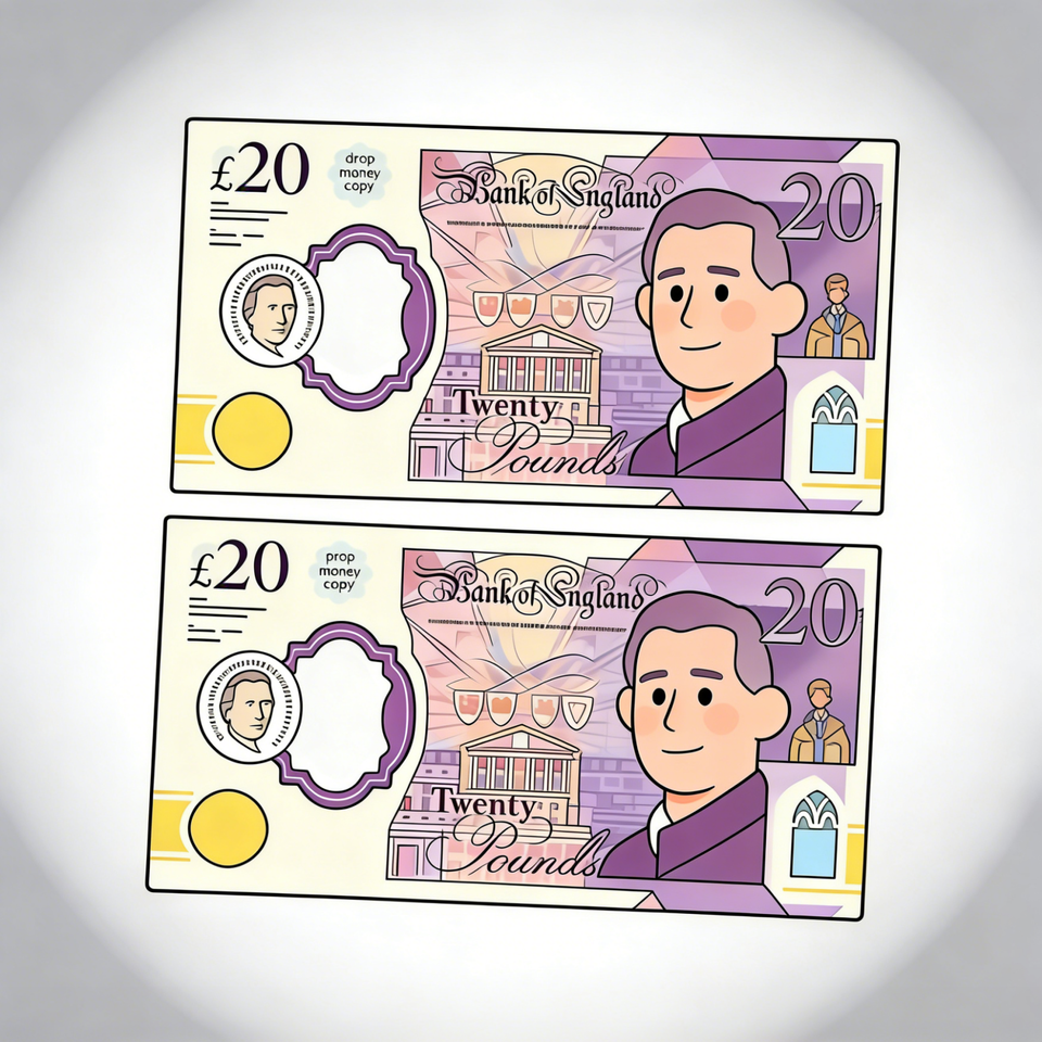 2026 New Ultrathin Prop Money Realistic 10 20 Pounds with Clear Window ...