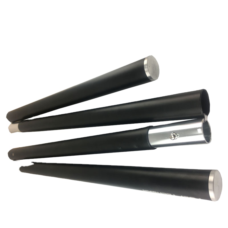 Anodized 4 Section Custom Black Aluminum Tube Tent Pole With Spring Button