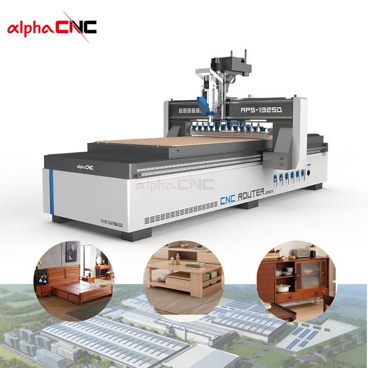 Alpha New 1325/1530/2030/2040 CNC Router Machine Automatic Lubrication ATC Featuring Automatic ...