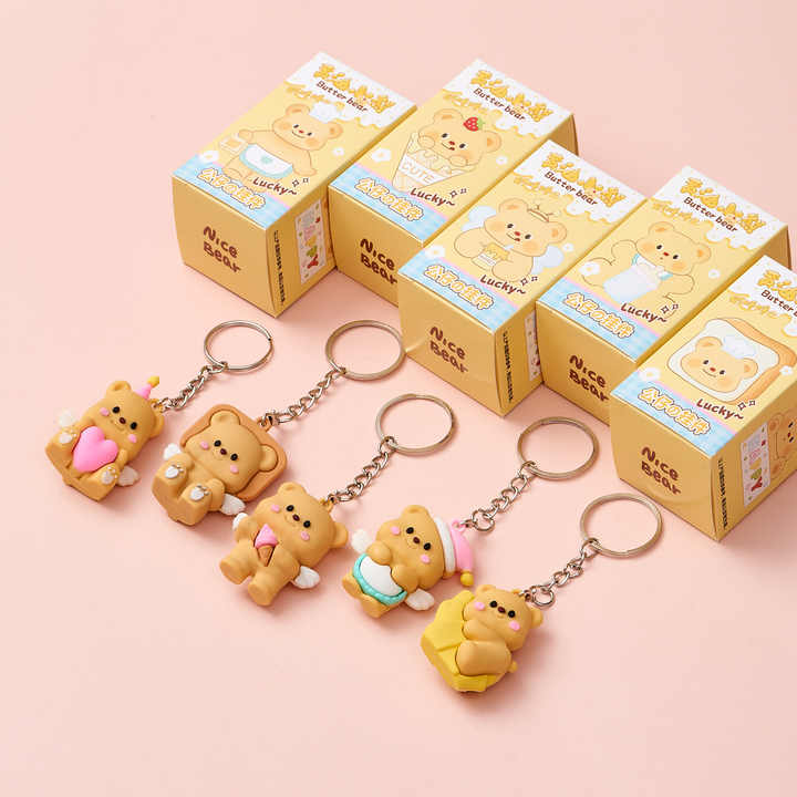 24 Cute Cartoon Dolls Keychain Pendants PVC Anime Blind Boxes Creative ...