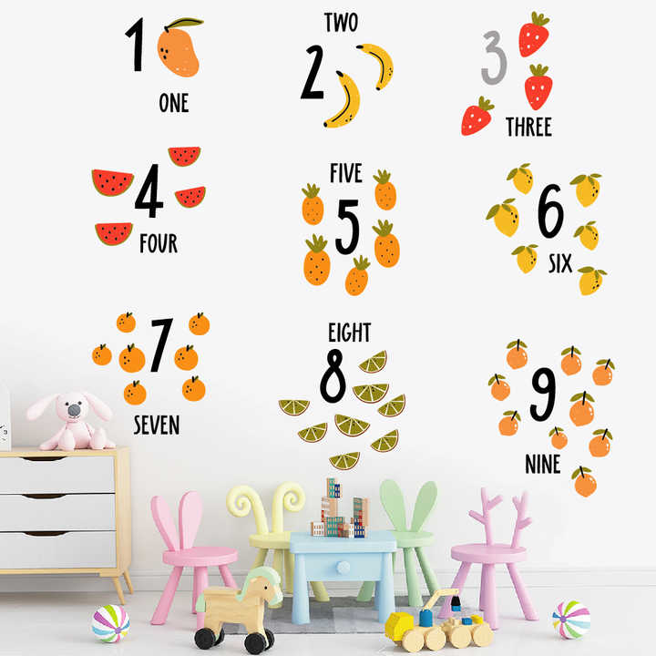 School classroom decoration number fruit sticker wall room kids ...
