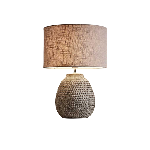 European Style Table Lamp - Dotty Ceramic with Fabric Shade