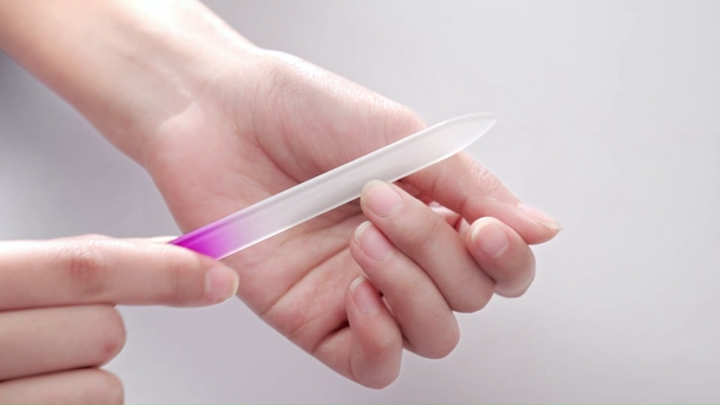 Custom colorful double side etched glass nail file , sand sprayed ...