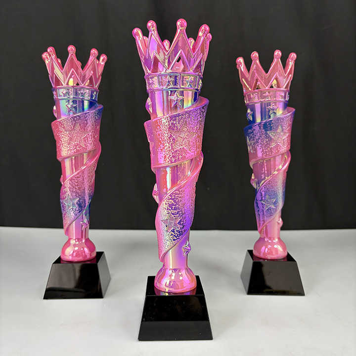 Pink Colored Resin Crown Crystal Glass Trophy MH-MJ0514| Alibaba.com