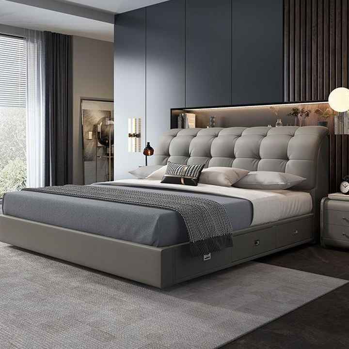 Popular Design Soft Double Bed Room Sets King Size Bed Frame with ...