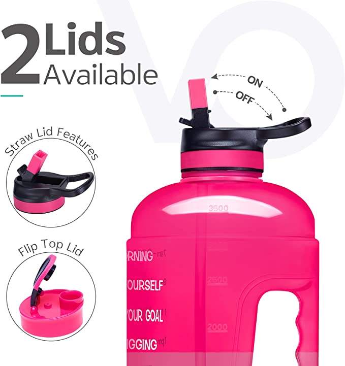 2L/64oz Outdoor Camping Large Capacity Plastic Motivational Half Gallon ...