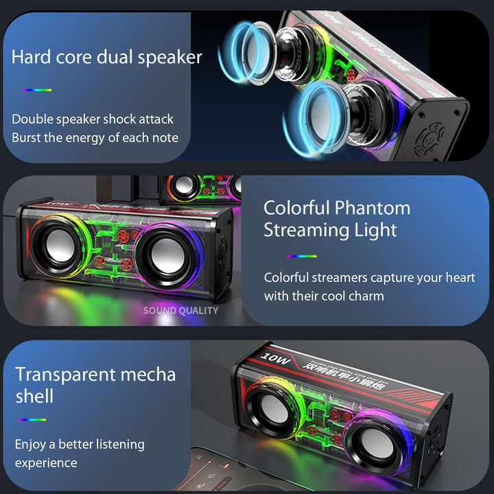 2024 V8 Armour Dual Bluetooth Speaker - LED Light & Waterproof
