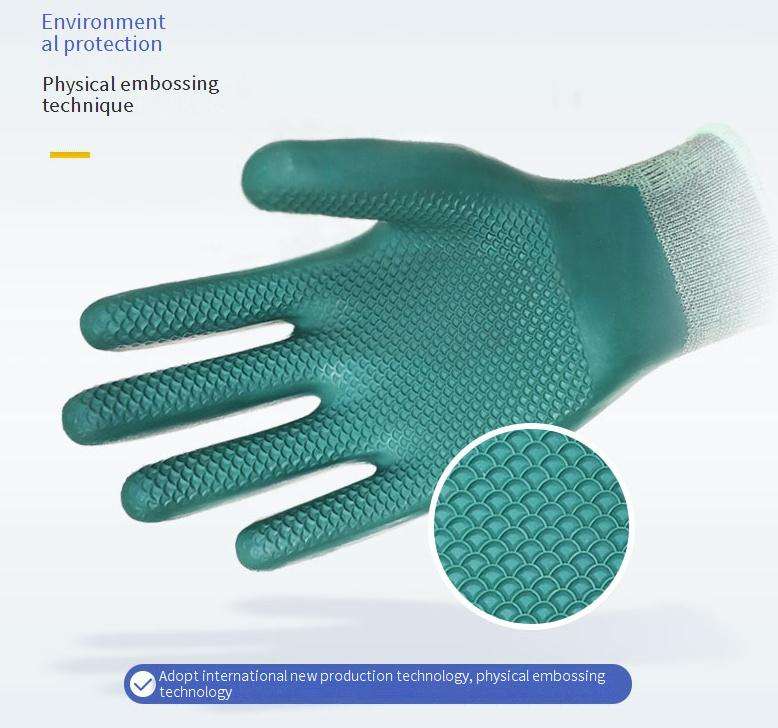 13 Gauge Natural Latex Coating Embossed Anti-slip Safety Gloves for ...