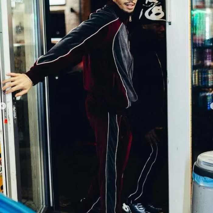 Custom Nylon Streetwear Jogging Suits with Reflective Stripes