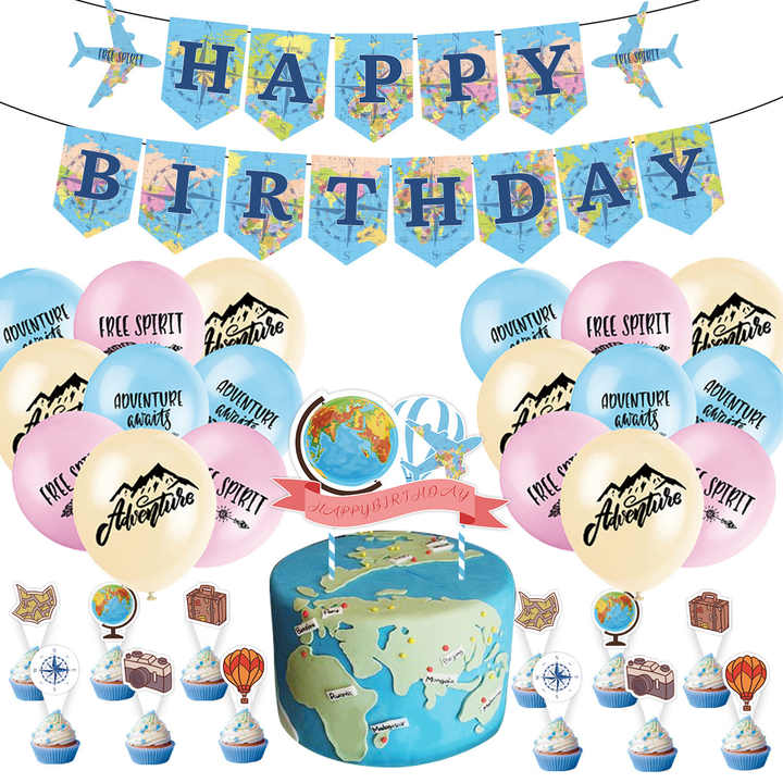 Travel around World Map Theme Birthday Party Supplies
