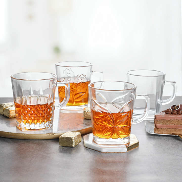 Arabic Jordan 90ml-100ml Small Glass Tea Cups 4 Designs Co-Moulded ...