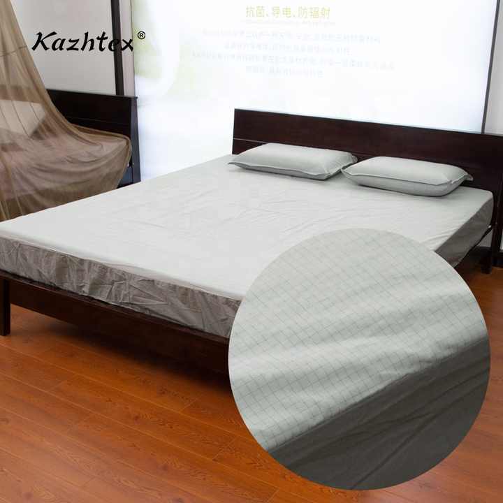 6% Silver Fiber Gray Woven Earthing Bed Sheets - Grounding Fabric