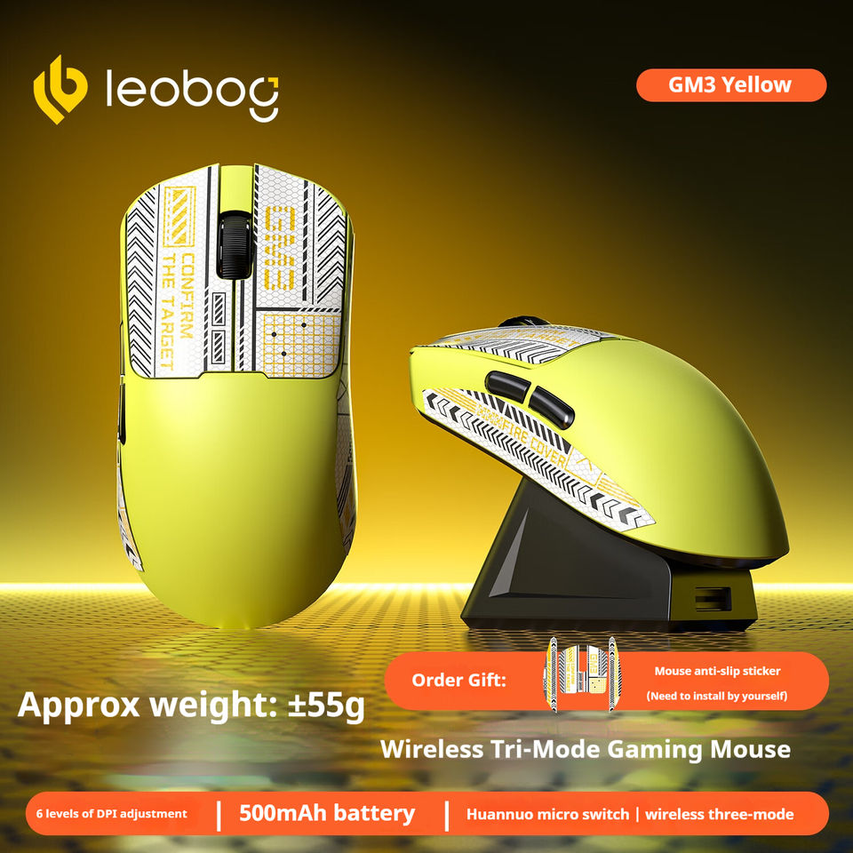 LEOBOG GM3 Tri-Mode Wireless Mouse - 10000DPI E-Sports Gaming