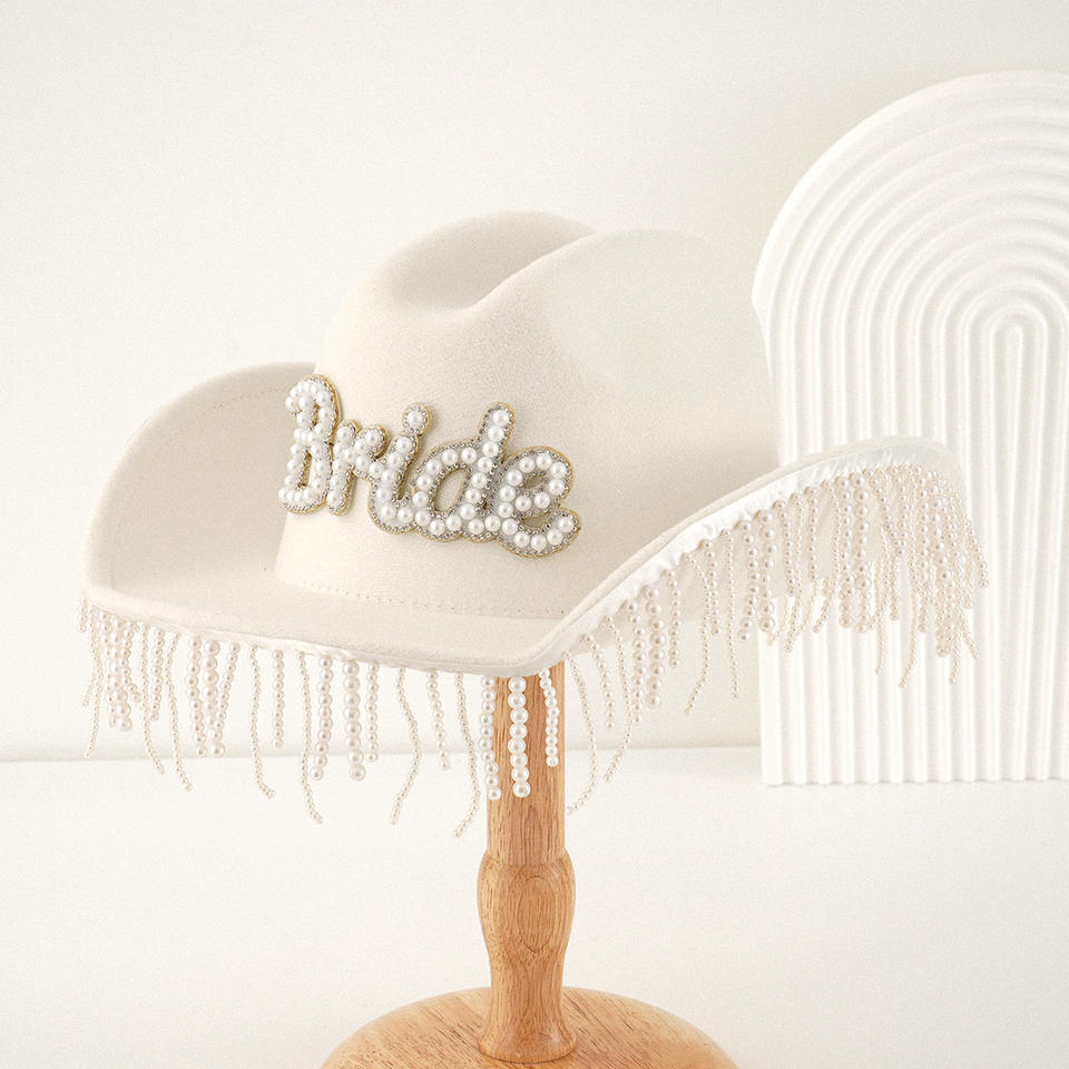 Cross-border Best-selling Womens Crystal-tasseled Denim Bridal Hat ...