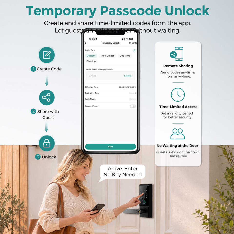 SJJ Fingerprint Smart Lever Door Lock TTLock Tuya App Optional Touch ...