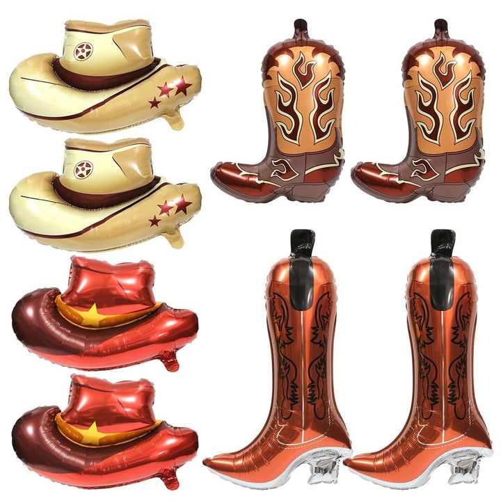 Western Themed Cowboy Hat Boot Balloons Large Cowgirl Wild West Disco ...