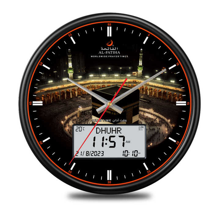 360 Wall Makkah Clock Ka'aba Kiswa - Islamic Prayer Time Reminder