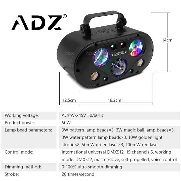 ADZ 6in1 LED Effect Light KTV Atmosphere Light Flash Stage Bar Shaking ...