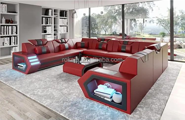 Modern Smart Sectional Sofa - Leather Soft Back Living Room