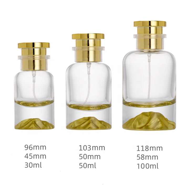Unique Gold Gradient Empty Cylinder Perfume Bottles Thick Bottom with ...