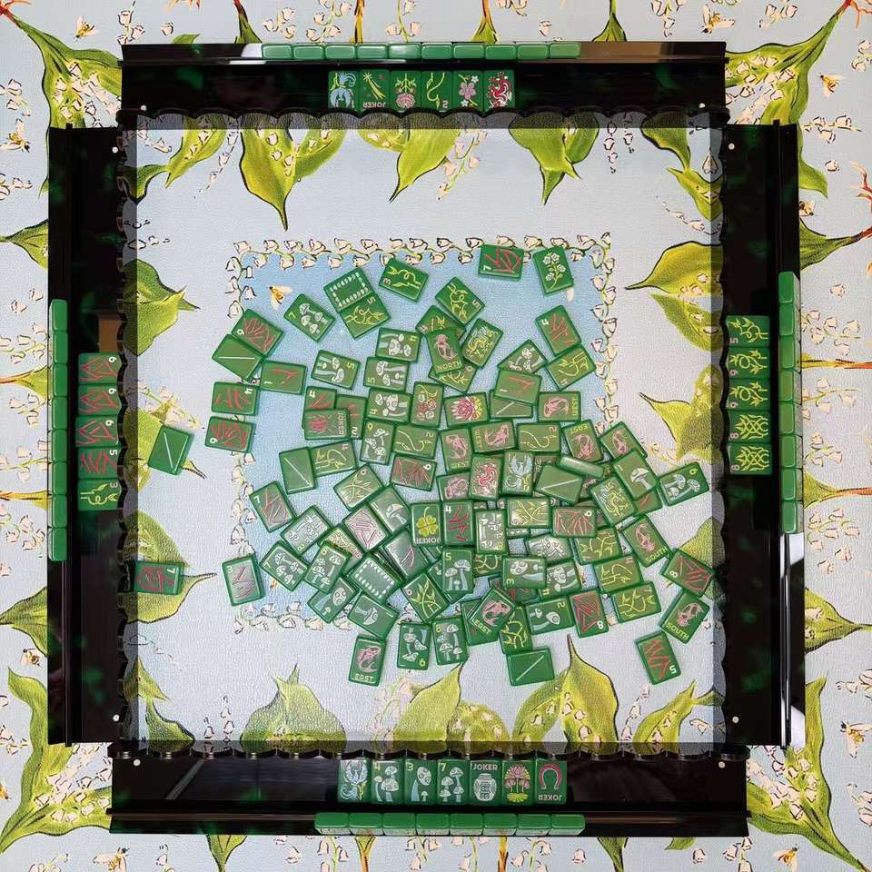 Luxury Emerald Green American Mahjong 166 Tiles Custom Mermaid Phoenix ...