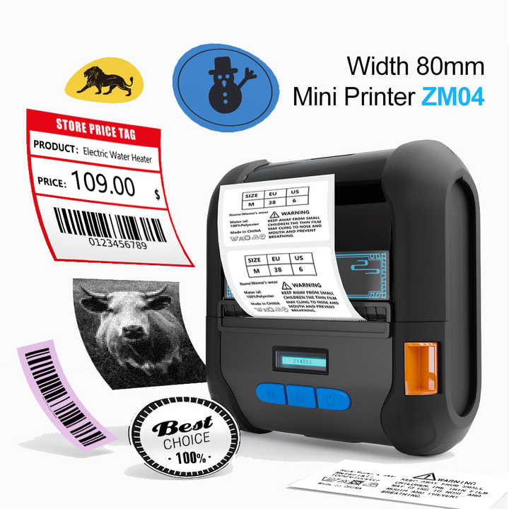 ZYWELL Mini Printer - High Speed Portable Label Printer