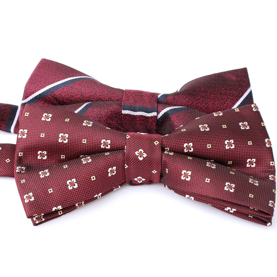 2026 Red Series Bow Ties Pre-Tied Style Formal Jacquard Classic Striped ...